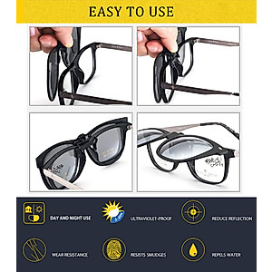 FRAZALA Polarized Clip on Sunglasses over Prescription Glasses Anti-Glare UV Protection Sunglasses Clip on Glasses Unisex (Green)