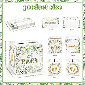 Eaezerav 50 Pcs Greenery Diaper Raffle Tickets with Diaper Raffle Box Baby Shower Card Holder Box Diaper Raffle Insert Ticket for Greeney Baby Shower Decorations Raffle Party Game