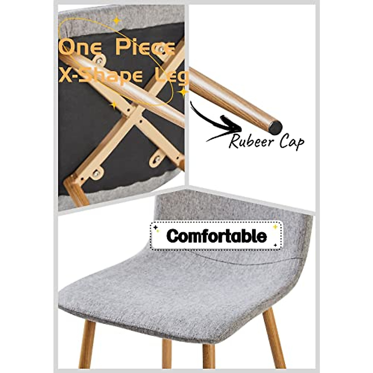 COZYCASA Dining Set 5 Piece 4 Chairs and 1 Table Scandinavian Modern Style Fabric Dining Kitchen Chair & Solid Wood Table Accent Set for Living Dining Room Club Guest Set for 4 Gray chair & White Desk