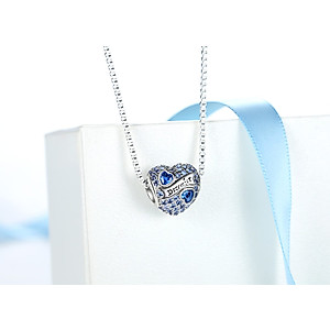 CINKOLA Birthstone Charms for charm Bracelets Charms 925 Sterling Silver Heart Bead Happy Birthday Charms for Women (December Birthday Charms)