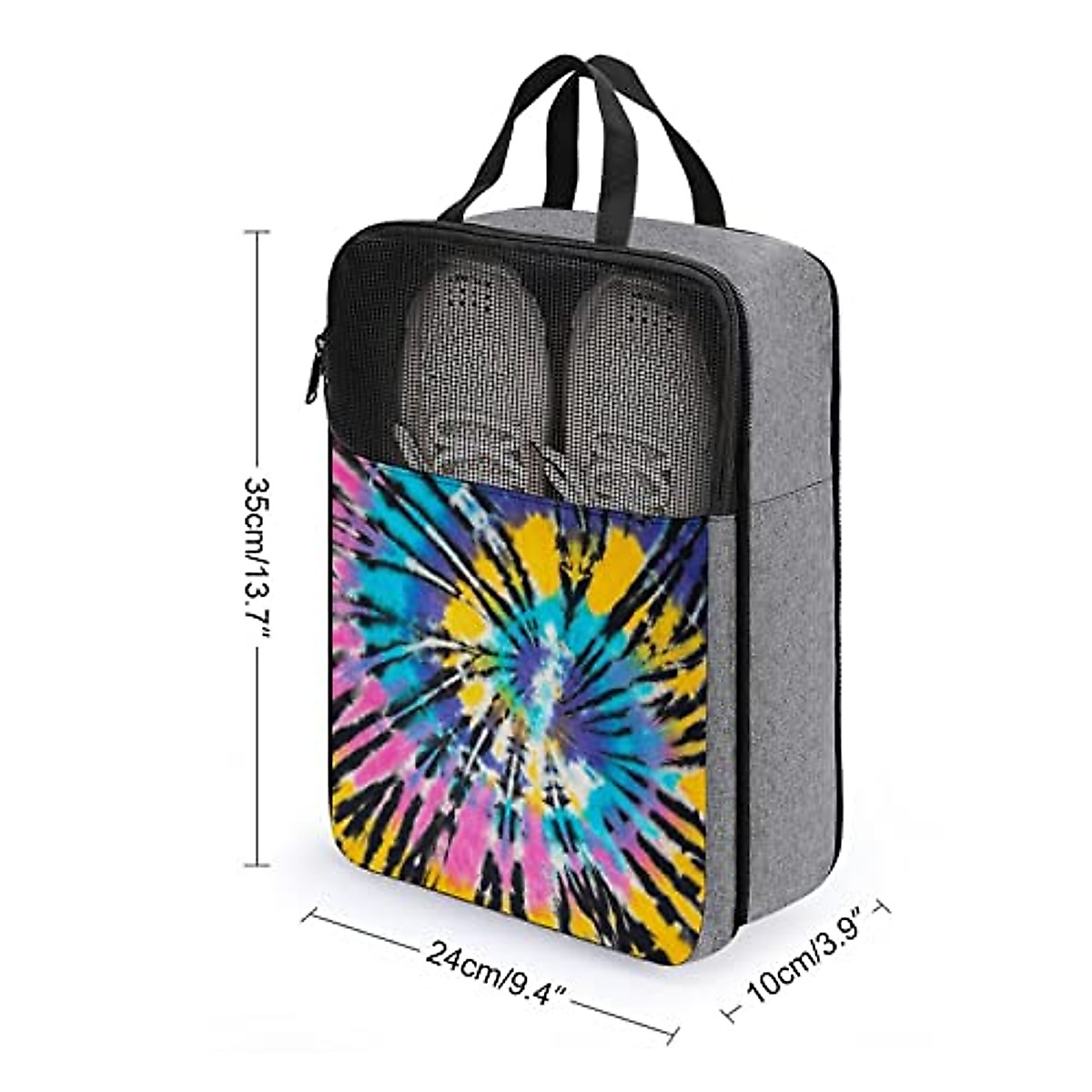Frcavbin Rainbow Spiral Tie Dye Travel Shoe Bag Shoes Carrier with Handle and Zipper Foldable Shoe Puches Organizer for Home storage School starts