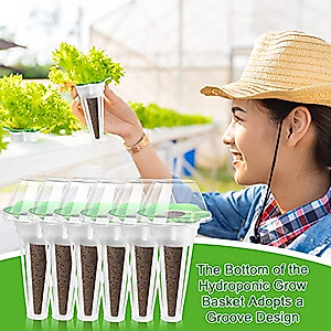 Potchen 400 Pcs Hydroponic Growing Kit Include Replacement Grow Baskets Plant Sponges Labels Stickers Clear Lids, Germination Compatible with System (Flower Style)