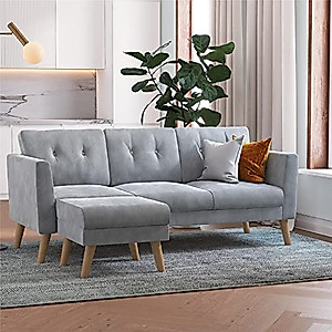 CosmoLiving by Cosmopolitan Gloria Upholstered Sofa, Light Gray