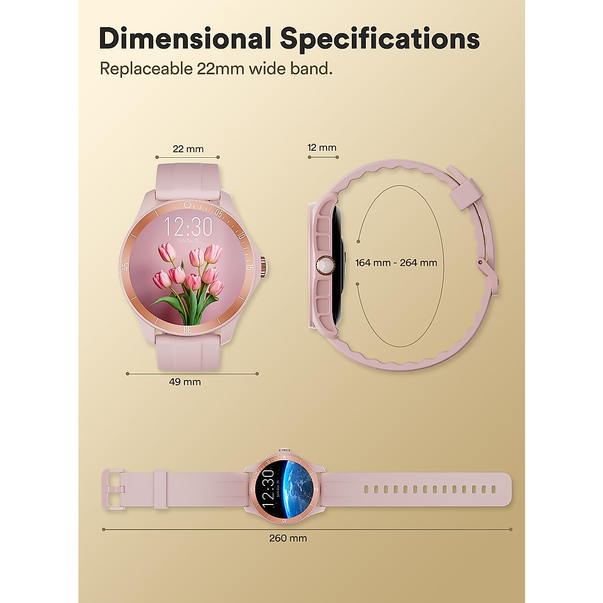 Quican Fitness Smart Watch for Women, iOS Android Compatible Bluetooth Watch, Activity Tracker with Heart Rate/Sleep Monitor/Calorie Counter, Reloj Inteligente Support 100 Sports, IP68 Waterproof