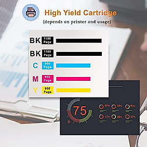 Run Star Remanufactured 5 Pack 702XL Black Ink Cartridge Replacement for Epson T702XL 702XL T702XL120 for Epson Workforce Pro WF-3720 WF-3733 WF-3730 All-in-One Printer (2Black/Cyan/Magenta/Yellow)