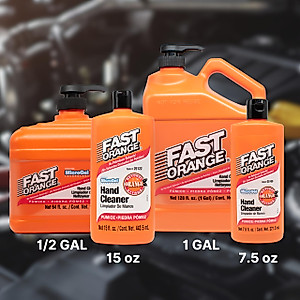 Fast Orange 25122 Pumice Lotion, Heavy Duty Hand Cleaner, Natural Citrus Scent, Waterless Cleaner For Mechanics, Strong Grease Fighter, 15 oz