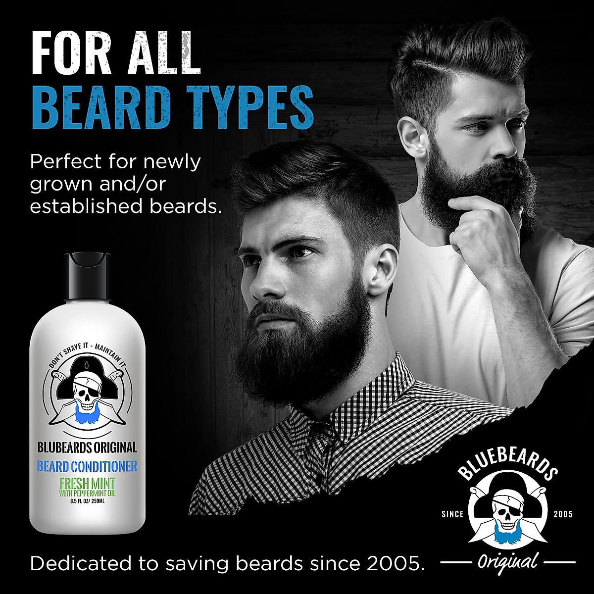 Bluebeards Original Fresh Mint Beard Conditioner for Men, 8.5 oz. - Beard Softener Infused with Peppermint Oil to Deeply Condition, Soften, and Moisturize Your Beard and Skin Underneath - Made in USA