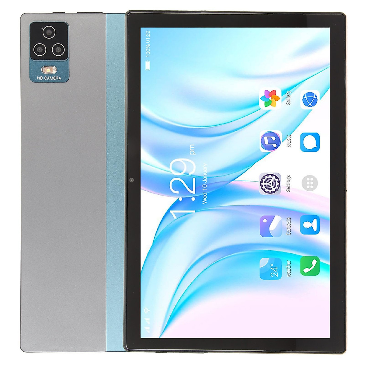 DAUZ 10.1 Inch Tablet PC, 2.4G 5G WiFi Connection 100‑240V USB C Charging Port 5 Point Touch Screen Tablet 8GB RAM 256GB ROM 8 Core Processor for Office (US Plug)