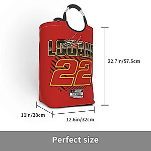 Joey Logano 22 Large Laundry Basket Laundry Hamper Bag Washing Bin Clothes Bag Collapsible Tall with Handles Waterproof Bathroom College Essentials Storage for College Dorm, Family