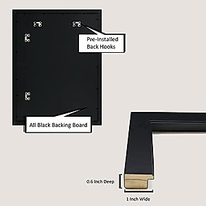Frame Amo 13x19 Black Picture Frame, White Mat with 10.5x16.5 opening for 11x17 Image, 1 Inch Border, Acrylic Front