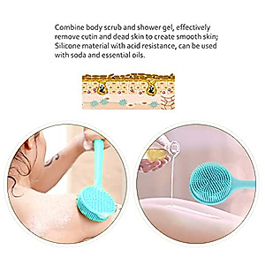 Shower Brush Silicone Bath Body Brush - Back Scrubber for Shower Back Brush Long Handle for Shower Skin Exfoliating Brush Body with Soft Bristles Back Cleaning Washer for Men Women - Blue