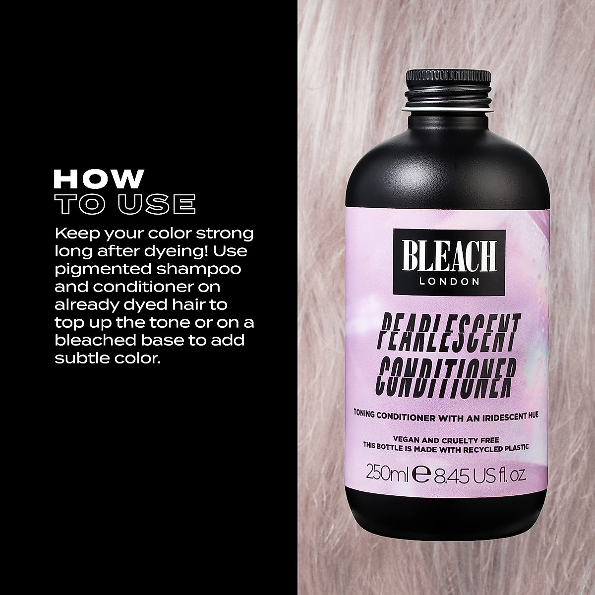 BLEACH LONDON Pearlescent Conditioner - Iridescent Hue Rinse, Color Toning and Preserving, Vegan, Cruelty Free, Daily Hair Nourishment, Color Depositing Formula, 8.45 fl oz