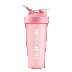 THEGYMTEAM Blender Shaker Bottle 20-ounce, 600ml, The Gym Team Protein Shaker Cup Bottle Gym Water, BPA Free (Pink)
