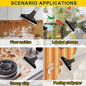 Greeily Floor Scraper Long Handle, 31" Floor Scraper Tool Made of Thickened Stainless Steel Material Can be Used to Remove Tile Ceiling Linoleum Carpet Paint Quickly and Easily (31" (Black Handle))