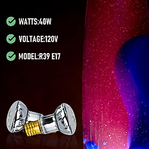 4-Pack Lava Lamp Bulb 25w, 120V R39 E17 25W 4-Pcs Bulb Replacement for Lava Lamps, Glitter Lamps,Incandescent, Yellow, Heat Lamp Reflector Bulbs