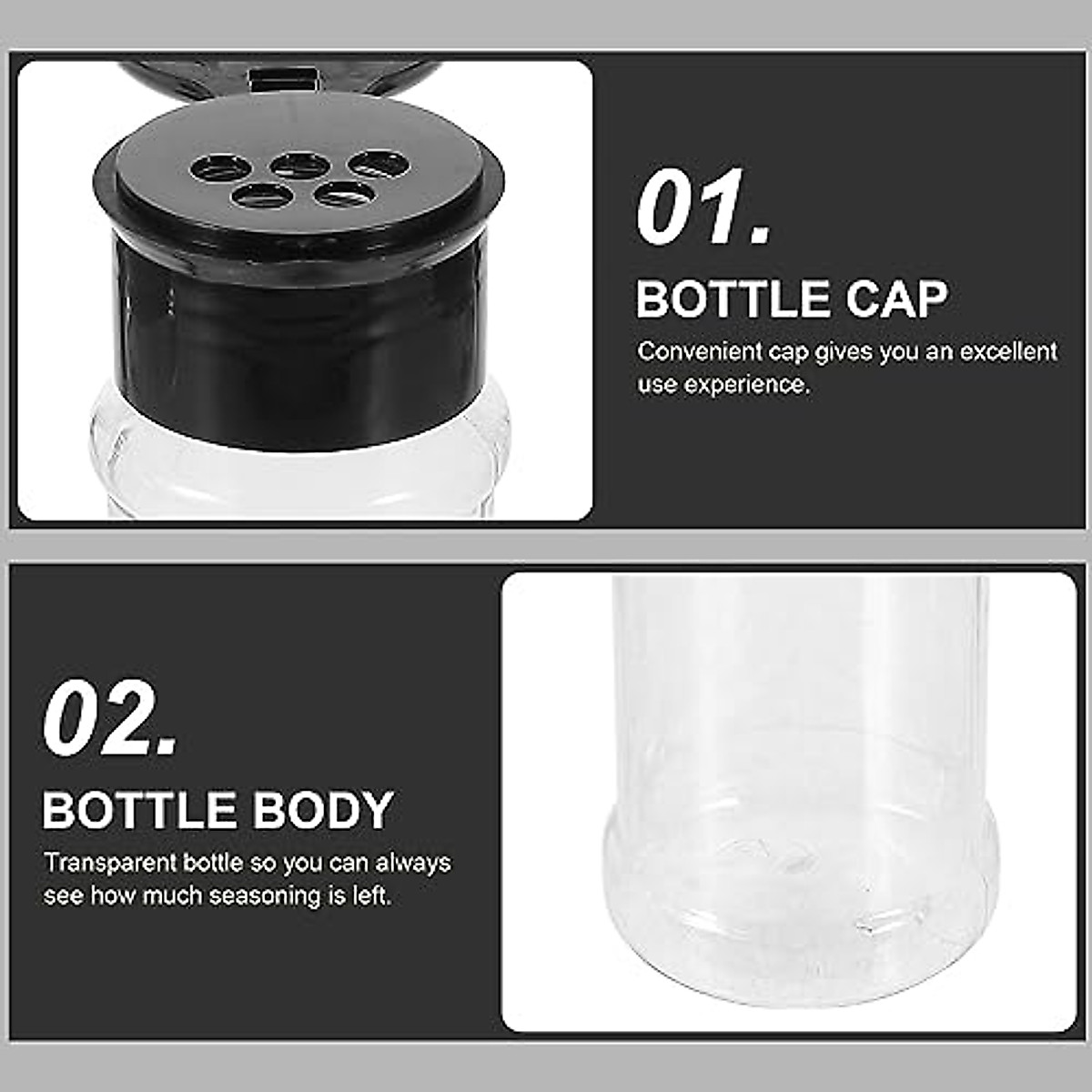 Salt Shaker 15pcs Salt and Pepper Shaker Empty Condiment Dispenser Kitchen Seasoning Bottle Container with Sifter Cap for Home Restaurant Salt and Pepper Shakers