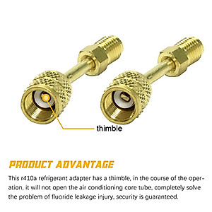 R410A Adapter 5/16 Inch SAE Female and 1/4 Inch Male Quick Coupler Angled Charging Vacuum Adapter R410A Connector with Thimble Mini Split System