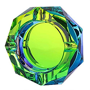 Crystal Ashtray Modern Living Room Ash Tray Holder Cigarettes Decor Tray Colorful Pattern for Home Office Tabletop Decoration,Gift Ashtray