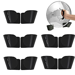 Hemoton 5 Pairs Wall Mount Pot Lid Organizers, Adjustable Pot Lid Holder Cabinet Door Organizer Pot Hangers Racks, Plastic Pan Storage Racks Holders for Kitchen, Saving Space& Free Size