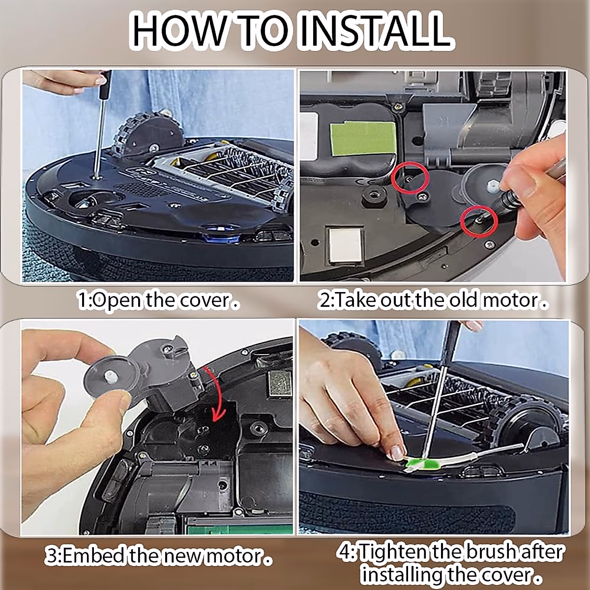 Ytaland Side Brush Motor Module for iRobot Roomba 500/600/700/800/900 i3 i7 e5 e6 e7 530 560 570 620 650 694 780 900 860 870 880 890 960 980 Series, Vacuum Cleaner Replacement Parts