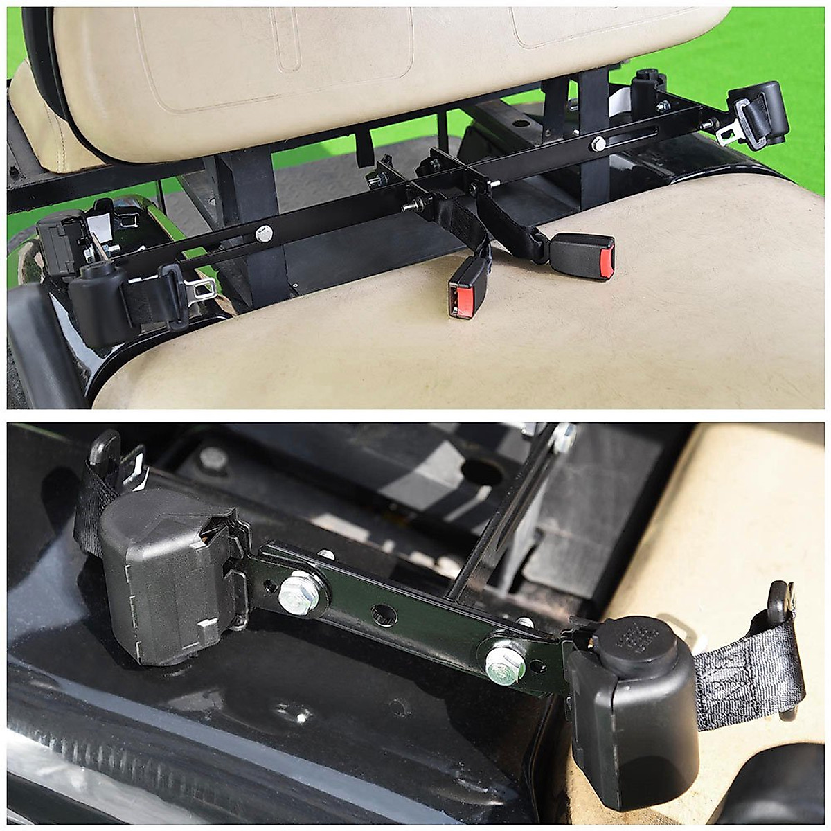 4PCS Retractable Universal Golf Cart Seat Belts Bracket Kit Set for Most EZGO, Club Car DS, Yamaha, and Other Golf Cart