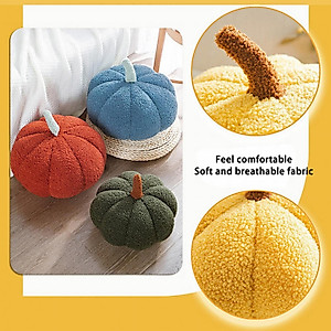 Wtosuhe Pumpkin Throw Pillows Soft Pumpkin Pillows Plush Toy, Halloween Fall Pillow Cute 3D Pumpkin-Shaped Plush Cushion, Fall Decorative Fluffy Throw Pillow Cushion(Dark Orange, 7.9In)