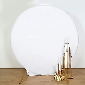 Efavormart 7.5ft White 2-Sided Spandex Fit Round Wedding Arch Backdrop Cover