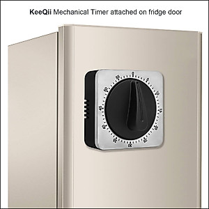 KeeQii Timer Kitchen Timer 60 Minute Timing with 80dB Alarm Sound Magnetic Countdown Timer Home Baking Cooking Steaming Manual Timer Stainless Steel Face Mechanical Timer (New Timer)