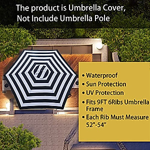 Sunshine Outdoor 9ft with 6 Ribs Patio Umbrella Replacement Canopy Market Umbrella Top Outdoor Umbrella Canopy Black & White(2pcs/package)