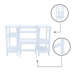 Fantasy Fields Wooden Desk and Chair Set with Storage Shelves with a Modern Design for Students and Crafters, White