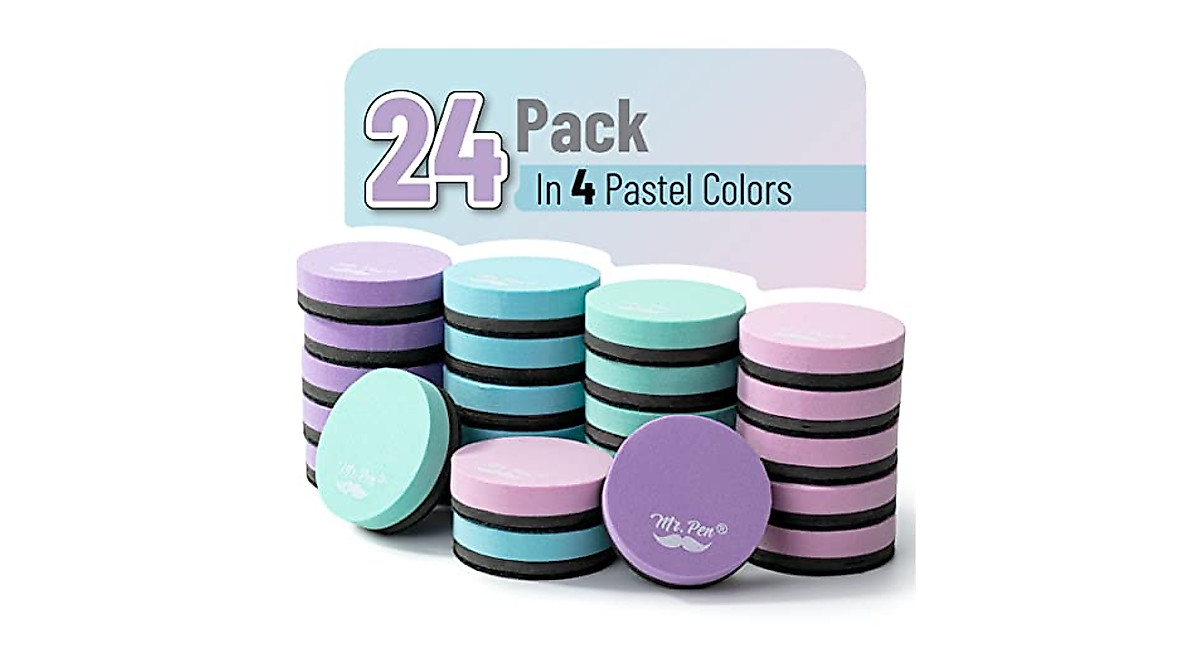 Mr. Pen Mini Dry Erase Erasers 24 Pack - Streak-Free & Magnetic