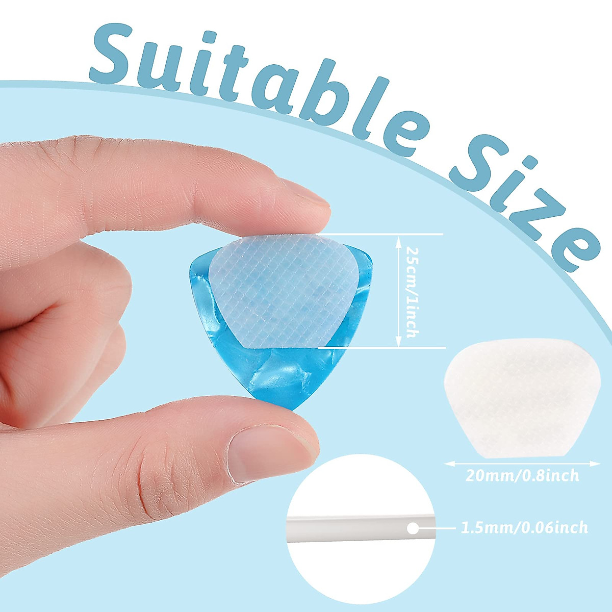 Nuanchu 50 Pack guitar pick grips Stop Dropping Your Guitar Picks While Playing Non Sticky Rubber Guitar Pick Holder Washable Self Adhesive Grips(Irregular Type, 1 x 0.8 Inch)