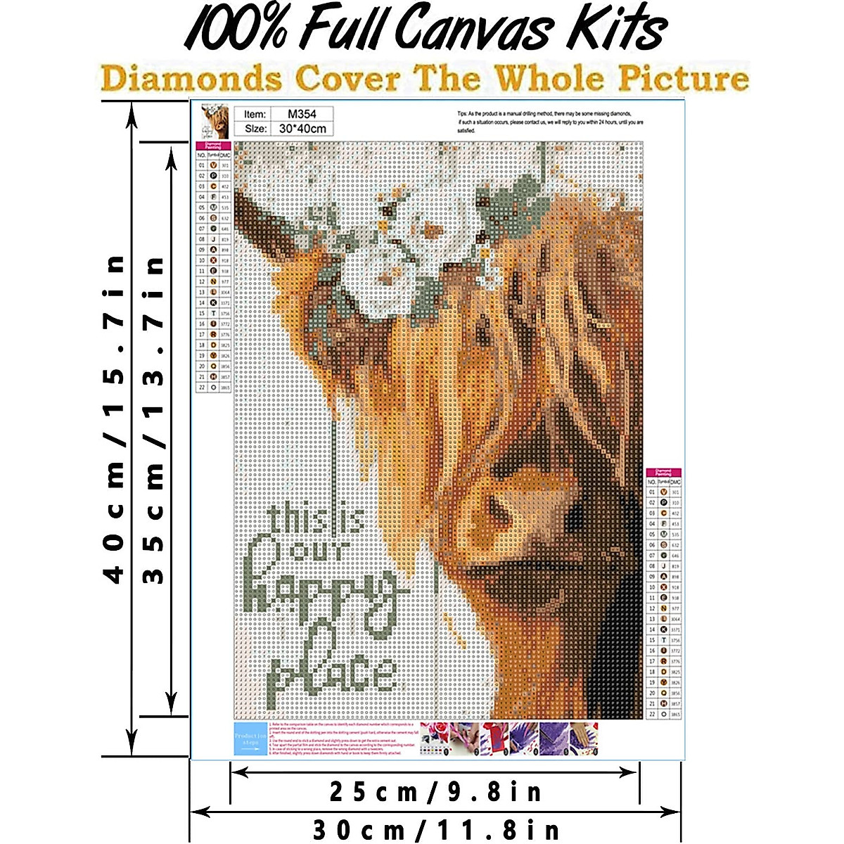 mllusxg Cow Diamond Painting Kits for Adults-Cow Diamond Art Kits for Adults, Cow Gem Art Kits for Adults for Gift Home Wall Decor(12x16inch) (1) (M354)