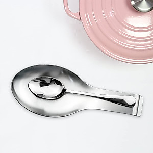 1 PCS Stainless Steel Spoon Rest, Spoon Holder for Stove Top, Utensil Spoon Rest Holder, kitchen utensils Holder for Ladles, Spatula, Cooking Utensils or Kitchen Tools (Silver)