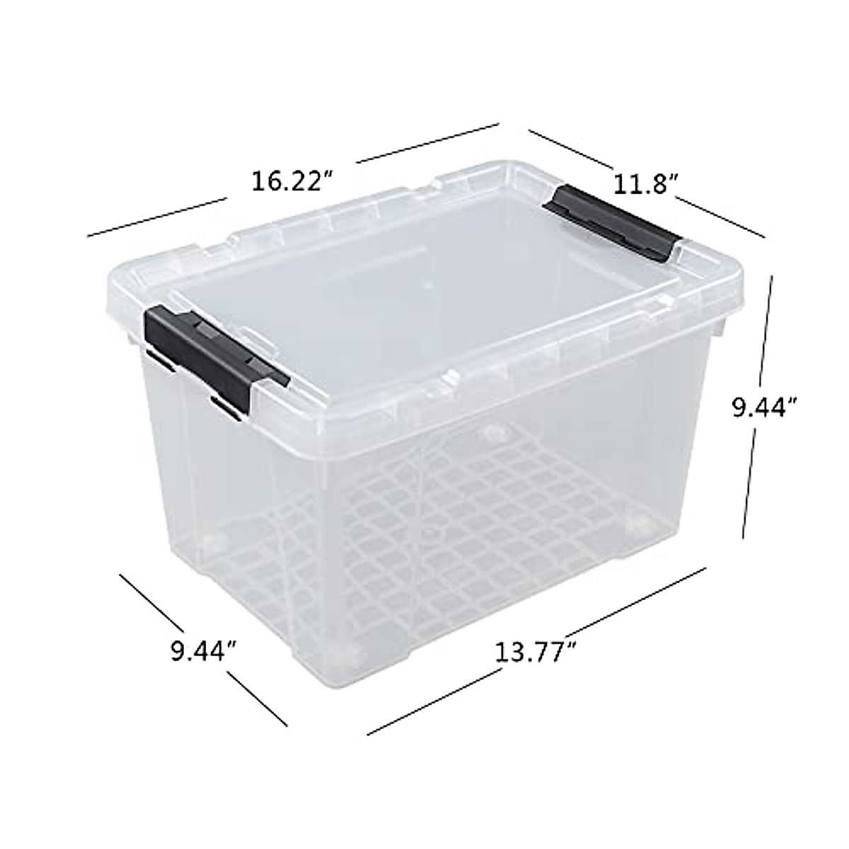 Obstnny 22 Quart Clear Latching Box with Wheels, Plastic Storage Bin, 4 Packs