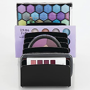 mDesign Plastic Divided Cosmetic Palette Organizer with 9 Sections - Makeup Storage for Bathroom Vanity, Cabinet, Drawer - Holds Eyeshadow, Blush, Powder - Lumiere Collection - Black