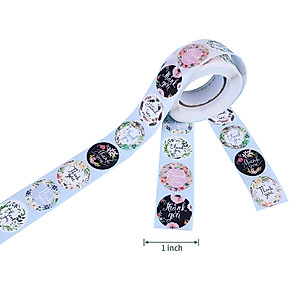 Thank You Sticker roll 16 Design 1 inch 1000 Round Small Business Sticker Label for Envelope Gift Bag Packaging Boutique, 2 Packs per Pack