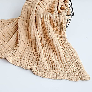 Muslin Bath Towels, Super Soft 100% Cotton Receiving Blanket for Baby's Delicate Skin,2Pack 41.3 X41.3 Inches Swaddle Blanket,Lightweight Soft Breathable Throw Blanket Gauze Blanket, Light Tan11