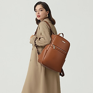 BOSTANTEN Leather Laptop Backpack for Women 15.6 inch Computer Backpack Travel Work Bag