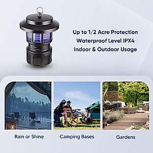 OWLTRA OMT-L20 Indoor & Outdoor Electric Insect Trap, Catcher & Killer Lamp for Mosquitoes, Biting Flies, Wasps, Moths, Sink Bugs, No-See-Ums and More with Light Attraction and Fan Suction, Gray