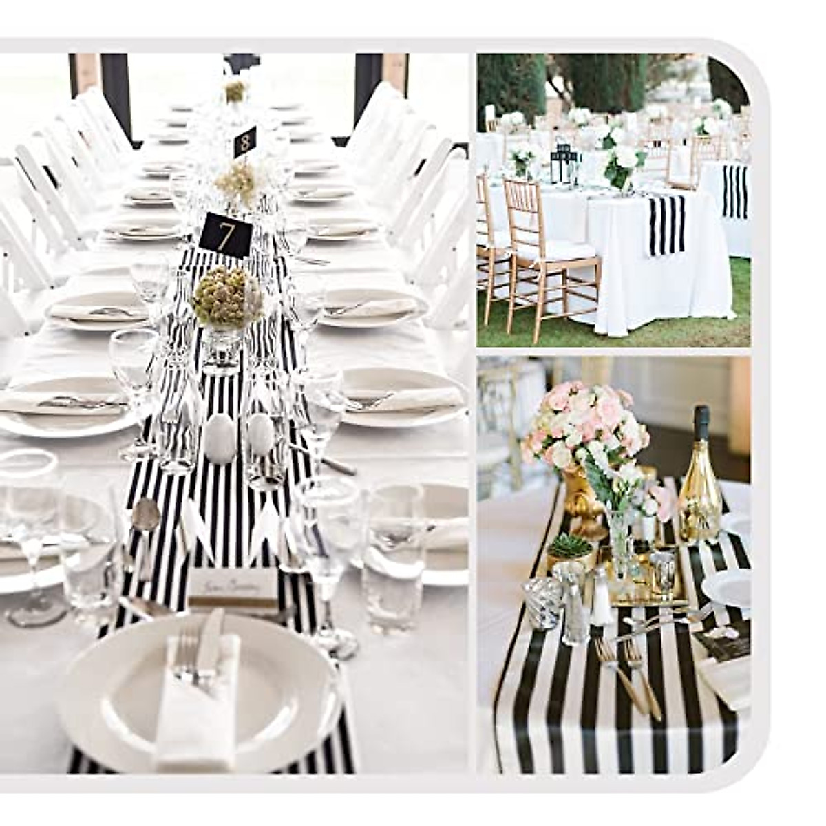 10 Pack Striped Table Runner Polyester Table Decor Classic Black and White Striped Table Runner Modern Elegant Design for Indoor Outdoor Events Banquet Party Wedding (12 x 72 Inch)