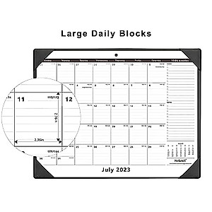 Nekmit Large Desk Calendar 2023-2024 with Black Desk Pad, 22"x17" desktop Calendar, Runs From July 2023 - December 2024 for Home or Office
