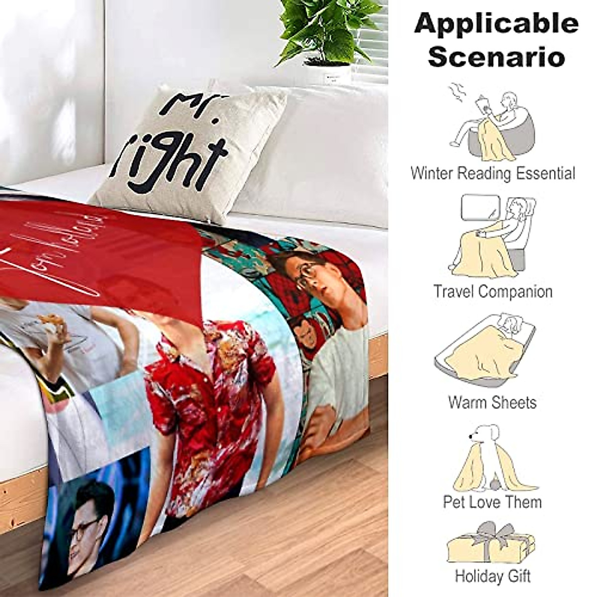 Super Soft Blanket Cozy Flannel Throw Blanket Lightweight Merchandise 3D Print Microfiber All Season Bedding for Gifts Living Room Sofa 50"x40"