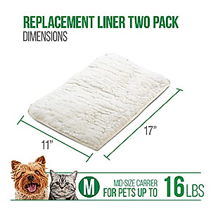 Sherpa (2 Count) Replacement Liners for Travel Pet Carriers - White, Medium