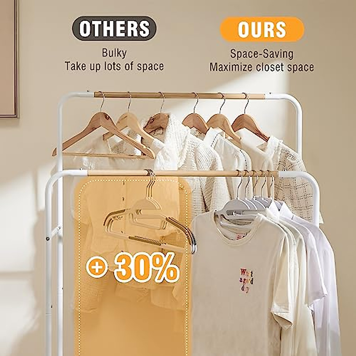 TECHMILLY 30 Pack S-Slide Plastic Hangers, Heavy Duty, Non Slip Space Saving Protect Collar Design Coat Hanger with 360° Swivel Hook, Clothes Organizer for Closet Grey