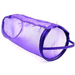 NX Garden Portable Yarn Mesh Bag Hollow Yarn Crochet Knit Bag Zipper Closure DIY Craft Organizer for Thread Storage, Purple