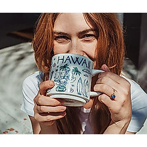 Disney Lilo & Stitch Hawaii Allover Icons Ceramic Stacking Mug | Holds 13 Ounces