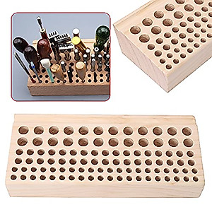 98 Holes Wooden Professional Leathercraft Tool Holder Rack Stand Leathercraft Stand Holder Organizer Leather Tools Storage Holder for Leather Working Tools Organizer Storage Wooden Leather Holder Tool