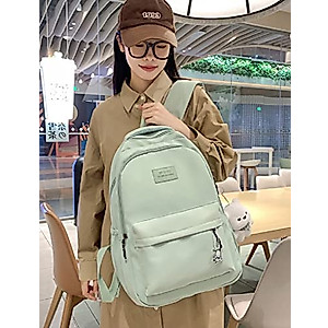 Cute Backpack Kawaii Backpack Aesthetic Supplies Cute Aesthetic Backpack for College Laptop Travel Supplies (Green)