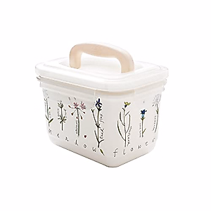 RACHEL BARKER Meadow Flower Porcelain Serve and Store Airtight Large Container (70OZ)